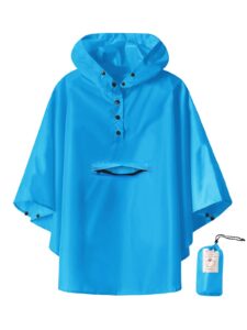 lightweight kids rain poncho jacket waterproof outwear rain coat blue x-large