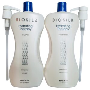 biosilk hydrating therapy shampoo and conditioner 34oz with two pumps bundle