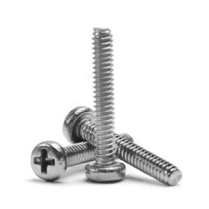 mromax 100pcs m1.6 x 10mm pan head phillips machine screws, 304 stainless steel 18-8, fully thread, metric silver gray cross head screws bolts for sunglasses, watch and small electronic devices