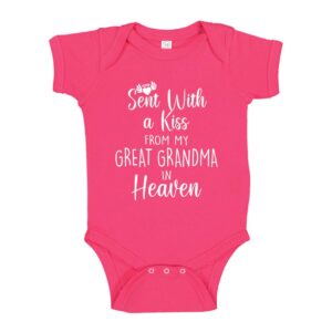 sent with a kiss from my great grandma in heaven baby bodysuit nb cyber pink