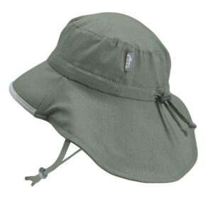 jan & jul toddler boys uv sun-hat wide brim with large neck flap (m: 6-24 months, army green)