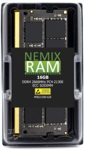 nemix ram 16gb (1x16gb) ddr4 2666mhz pc4-21300 2rx8 1.2v cl19 260-pin ecc unbuffered sodimm workstation, nas memory compatible with samsung m474a2k43bb1-ctd