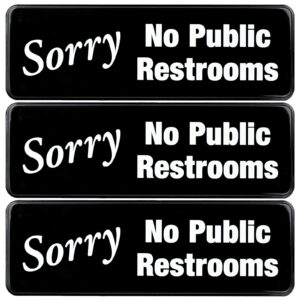 excello global products sorry no public restroom sign: easy to mount informative plastic sign with symbols 9x3, pack of 3 (black)