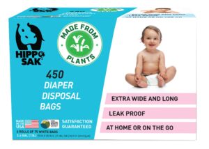 hippo sak plant-based diaper disposal bags, 450 count