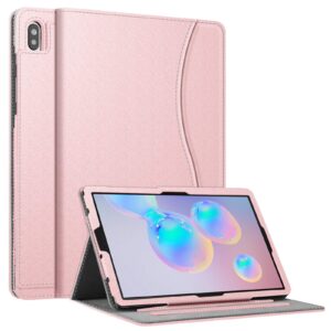 fintie case for samsung galaxy tab s6 10.5" 2019 (model sm-t860/t865/t867), [patented s pen slot design] multi-angle viewing stand cover auto wake/sleep, rose gold