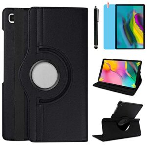 case for samsung galaxy tab s5e 10.5 inch 2019 (sm-t720 t725 t727) - 360 degree rotating stand case full protective smart cover,bonus stylus pen,screen film (black)