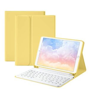 gudou bluetooth keyboard smart case for ipad 7th/8th/9th generation 10.2 inch,detachable ipad keyboard case with pencil holder,auto sleep/wake (yellow)