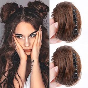 sdznyqt 2pcs cat ears hair donut chignon claw clip in messy hair bun mini claw clip in updo bun extensions wig accessory cat ears bun (2/30)