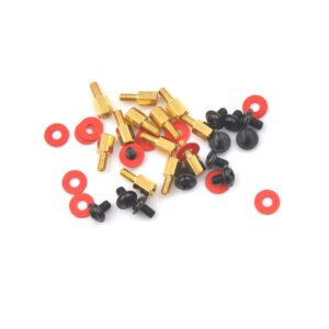 screw 12pcs 6.5mm 6-32-m3 computer golden motherboard riser+silver screws + red washers