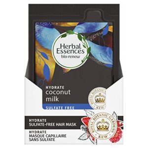 herbal essences, biorenew nourishing hair mask, with coconut milk, moisturize and restore, 1.7 fl oz, 10 count