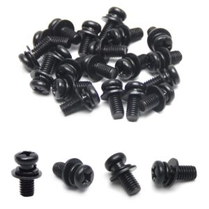 mromax m6 x 14mm carbon steel phillips pan head machine screws bolts combine with spring washer and plain washers 20pcs