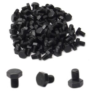 mromax 100pcs m6 x 8mm hex head screw bolt, carbon steel grade 8.8, black oxide finish, full thread, hexagon head bolts for furniture repair