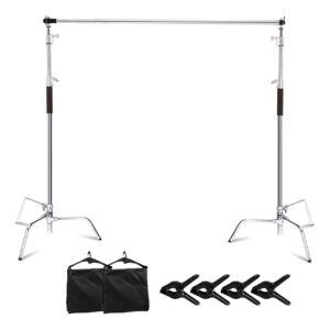 meking 10x10ft / 3x3m photo backdrop stand kit, heavy duty adjustable photography background support system stand with 2 sandbags, 4 clamps and crossbar for video studio photo shoot