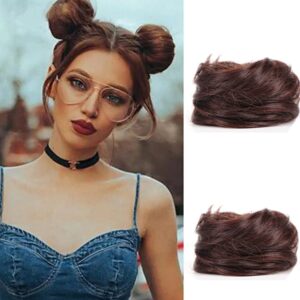 sdznyqt 2pcs cat ears hair donut chignon claw clip in messy hair bun mini claw clip in updo bun extensions wig accessory cat ears bun (2/33)