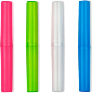 decorrack 4 travel toothbrush holders, toothbrush travel case perfect for kids, home, hotel, road trips, hiking, camping, (pack of 4)