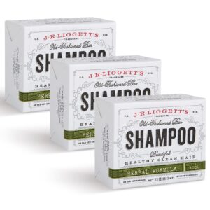 j·r·liggett's all-natural shampoo bar, herbal formula - supports strong and healthy hair - nourish follicles with antioxidants and vitamins - detergent and sulfate-free, set of 3, 3.5 ounce bar