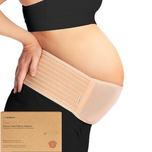 keababies maternity belly band - soft & breathable pregnancy belly support belt - pelvic /tummy band sling for pants - pregnancy back brace (classic ivory, m/l)