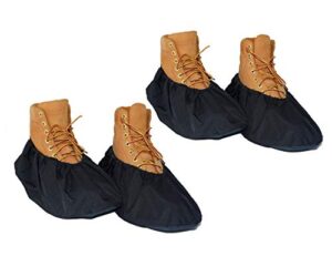 2 pairs non slip waterproof reusable shoe covers for contrators and carpet floor protection, machine washable. medium