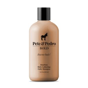 pete & pedro bold - bourbon scented daily haircare shampoo | bourbon-scented uber-rich daily hair shampoo for men and all hair types | as seen on shark tank, 8.5 oz.