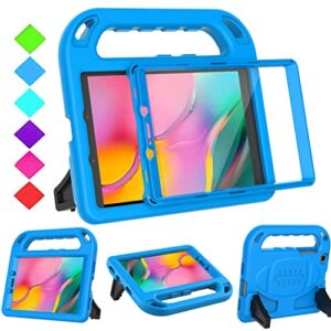 bmouo for samsung galaxy tab a 8.0 case 2019 sm-t290/t295, tab a 8.0 2019 case with screen protector, shockproof light weight handle stand galaxy tab a 8.0 inch 2019 kids case without s pen - blue