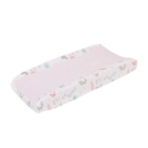 sweet forest friends - pink, aqua, grey and white super soft changing pad cover