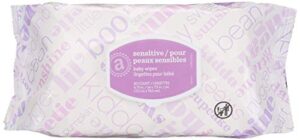 amazon elements baby wipes, sensitive, fragrance-free, 80 count (pack of 1), flip-top packs