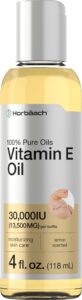 horbäach vitamin e oil for skin 30,000 iu | 4 fl oz | 100% pure oils | moisturizing skin care | non-gmo, vegetarian | lemon scented