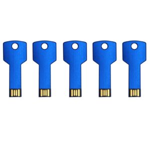 lot 5 usb flash drive 2gb memory pen stick wholesale key shape bulk pack (2gb, blue)