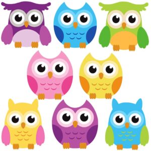 dekosh owl wall decals for baby nursery decor | colorful large jungle theme animal wall stickers for kids playroom, classroom