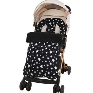 winter warm bunting bags universal baby infant stroller sleeping bag windproof thermal thick fleece lining toddler footmuff anti-kicking sleeping nest stroller blanket cover 0-3 yrs (black stars)