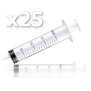 bstean 20ml syringe without needle, individually wrapped for industrial, scientific, measuring, watering, pet feeding, liquid refilling and dispensing (pack of 10)