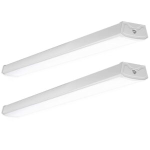 sunco 2 pack led wraparound light fixture 4ft, garage ceiling lights, linkable 40w=300w, 3500 lm, 6000k daylight deluxe, hardwired, surface mount, workshop utility light etl