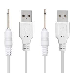 ogodeal replacement usb to dc charging cable | usb charger cord - 2.5mm - original replacement (2 pack white)