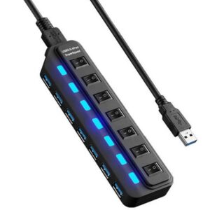 usb hub - usb 3.0 ports with individual power switch, data splitter & power hub (7 ports)