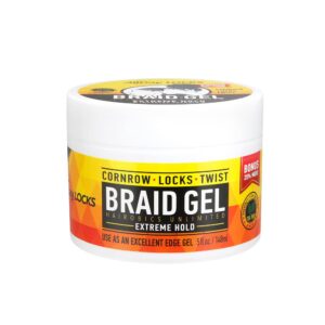 allday locks braid gel | extreme hold, smooths & tames frizz | no flaking or drying | high shine, long lasting for braids, locks, twists, cornrows | 5 oz