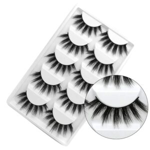 ggokok false eyelashes 3d faux mink eyelashes handmade luxurious volume fluffy natural false eyelashes fluffy long soft reusable eyes lashes dramatic eyelashes 5 pairs