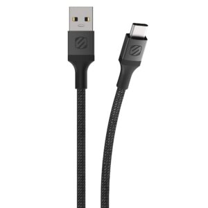 scosche cab1-sp strikeline premium usb to type-c charge & sync braided cable 1-ft. black