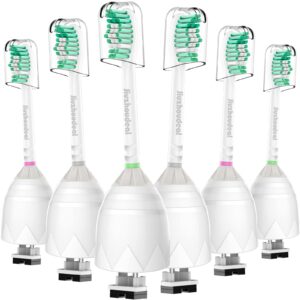 jiuzhoudeal replacement toothbrush heads for philips sonicare e-series, compatible with sonicare essence, elite, advance, cleancare screw-on electric toothbrush hx7022/66, 6 pack