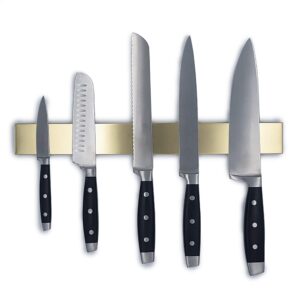 us craft brands powerful magnetic knife storage strip 16in - mirror finish knife magnet bar modern styled stainless stylish knife storage - professional multipurpose use kitchen storage (gold)