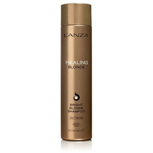 l'anza healing blonde bright shampoo,formulated for natural &decolourized blonde hair,boosts shine & brightness while healing with sulfate-free,paraben-free,gluten-free formula,10.10 fl oz(pack of 1)