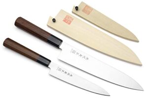 yoshihiro ice hardened stainless steel japanese chef knife set (gyuto (210mm) & petty (150mm))