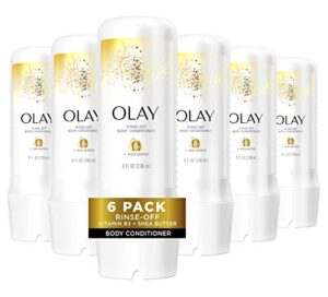 olay in-shower rinse-off body conditioner for dry skin with b3 and shea butter for lasting hydration, 8 fl oz (pack of 6)