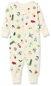 moon and back by hanna andersson unisex babies' one-piece organic cotton footless pajamas, flowers & critters, 12-18 months