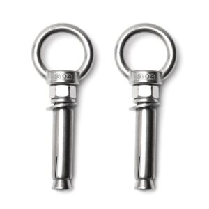 mromax expansion lifting eyebolt m12x90mm eye ring bolt 5.12" length 304 stainless steel expansion bolts with nuts eye hooks anchor fastener for concrete wall masonry ceiling silver 2pcs