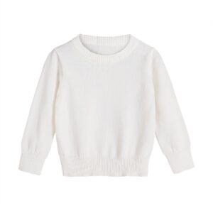 baby boys girl organic cotton sweater tops kids fall winter knit sweater solid color outfit 1-5t (white, 18-24 months)