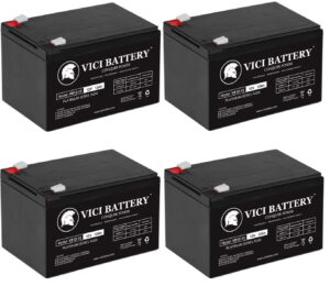 vici battery 12v 12ah replacement battery for pride mobility gogo scooter - 4 pack brand product