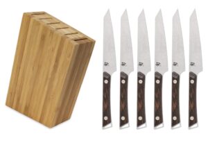 shun kanso 6-piece steak knife set with sidecar block, handcrafted japanese cutlery, steel