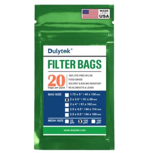 dulytek premium nylon 20 pcs filter bags, 100 micron, 2" x 3.5", double-stitching, zero blowouts, made in the usa