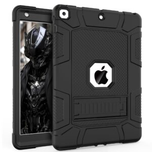 rantice ipad 9th generation case, ipad 8th generation case, ipad 7th generation case, hybrid shockproof rugged drop protective case with kickstand for ipad 10.2'' (black)