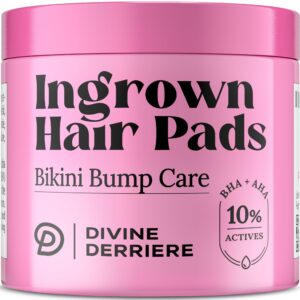 prevent ingrown hairs and razor bumps with bha & aha pads - ingrown hair serum for razor burns - pfb razor bump stopper topicals skin care, ingrown hair treatment for bikini area and razor bumps